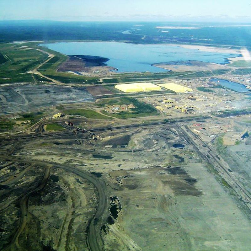 Syncrude Tailings Dam - Industrial dam at Mildred Lake, Alberta, Canada.
