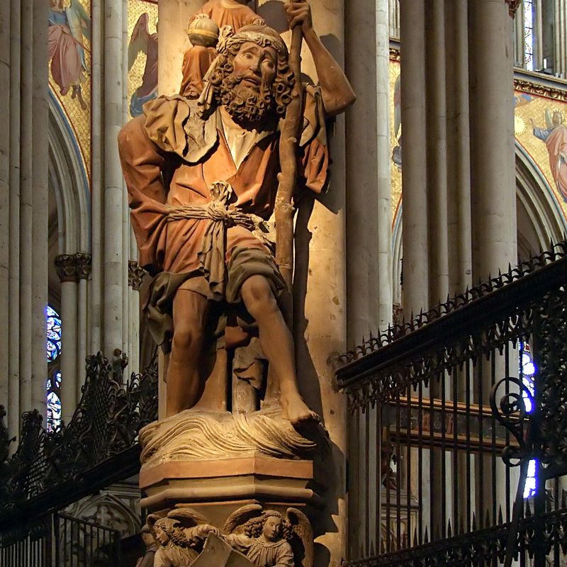 Statue of St. Christophorus in Cologne Cathedral - Sculpture médiévale ...