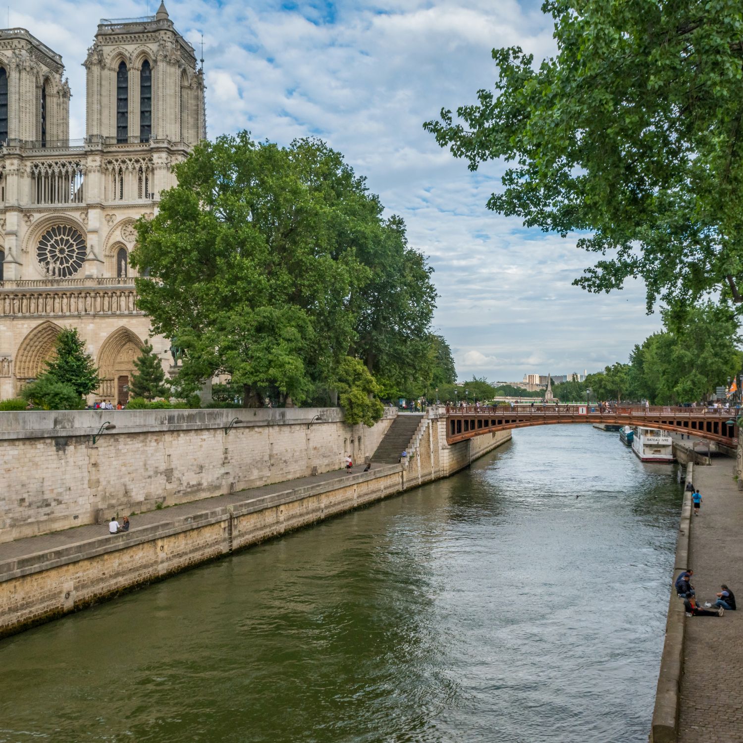 Pont au Double - Pont en fonte près de la cathédrale Notre-Dame, Paris ...